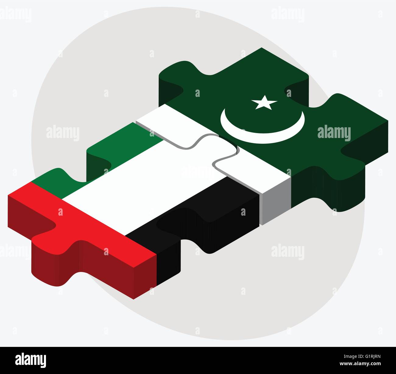 United Arab Emirates and Pakistan Flags in puzzle isolated on white ...