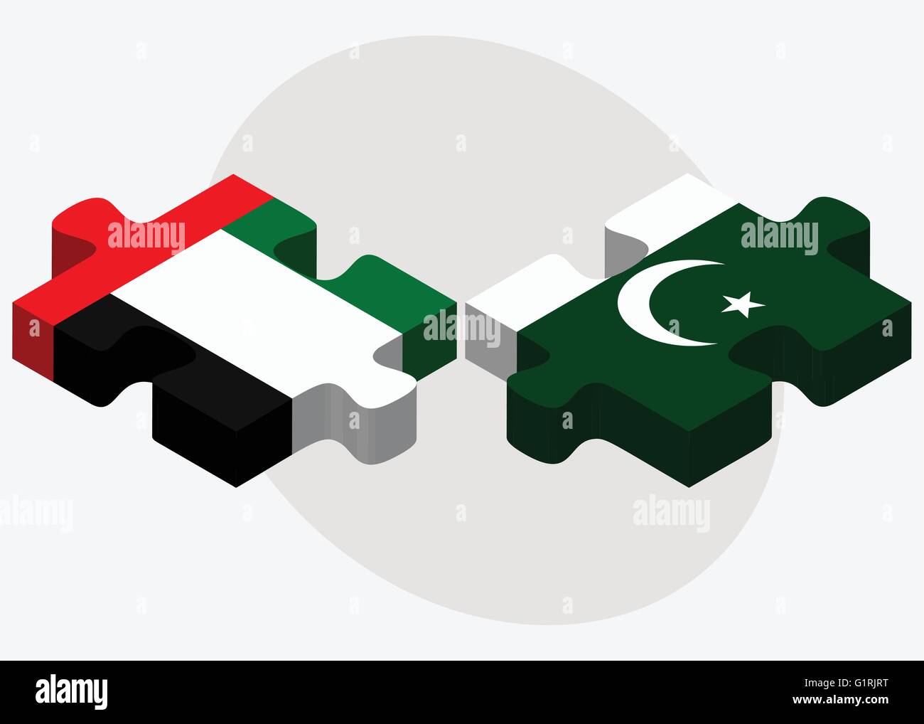United Arab Emirates and Pakistan Flags in puzzle isolated on white ...