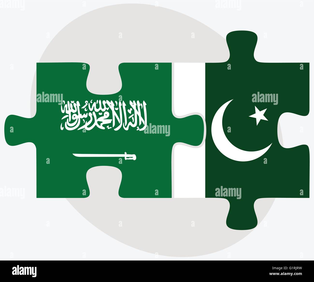 Saudi Arabia and Pakistan Flags in puzzle isolated on white background ...