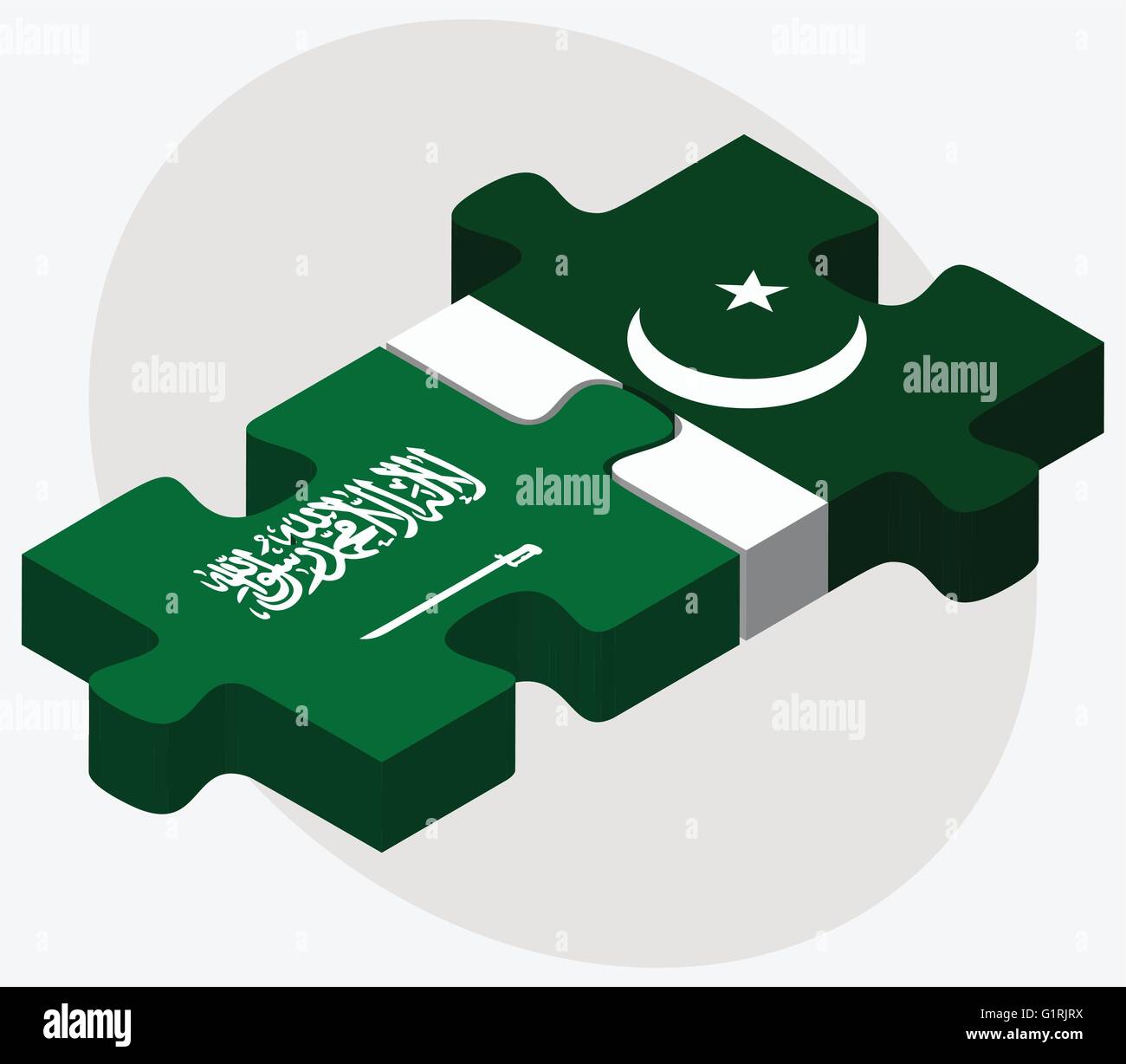 Saudi Arabia and Pakistan Flags in puzzle isolated on white background ...