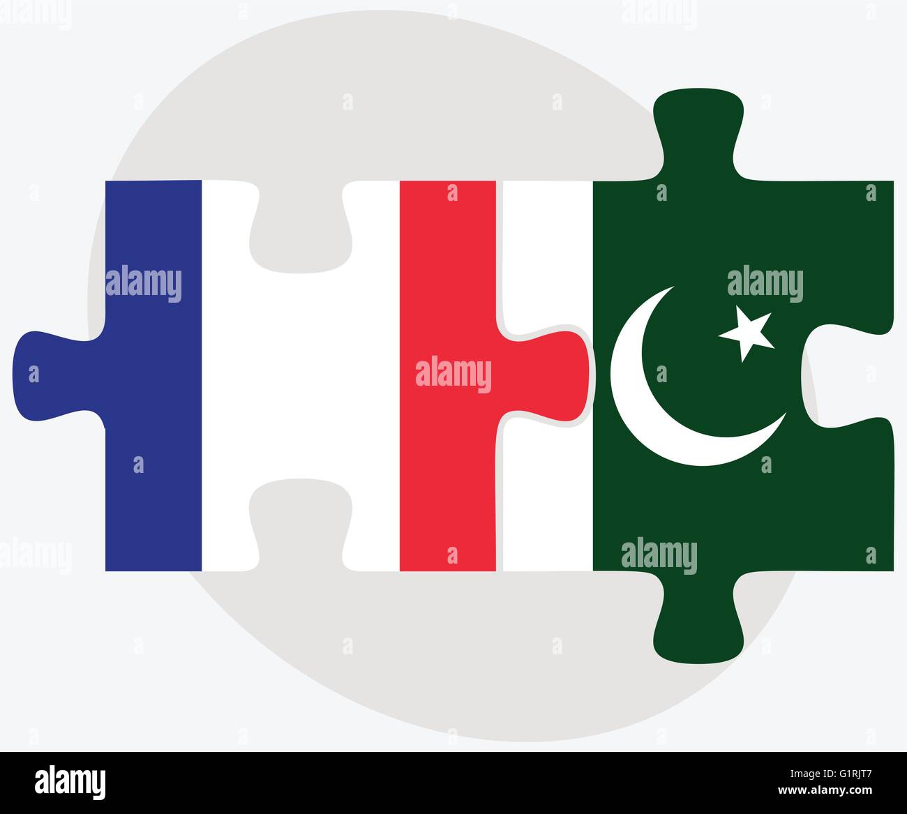 France and Pakistan Flags in puzzle isolated on white background Stock ...