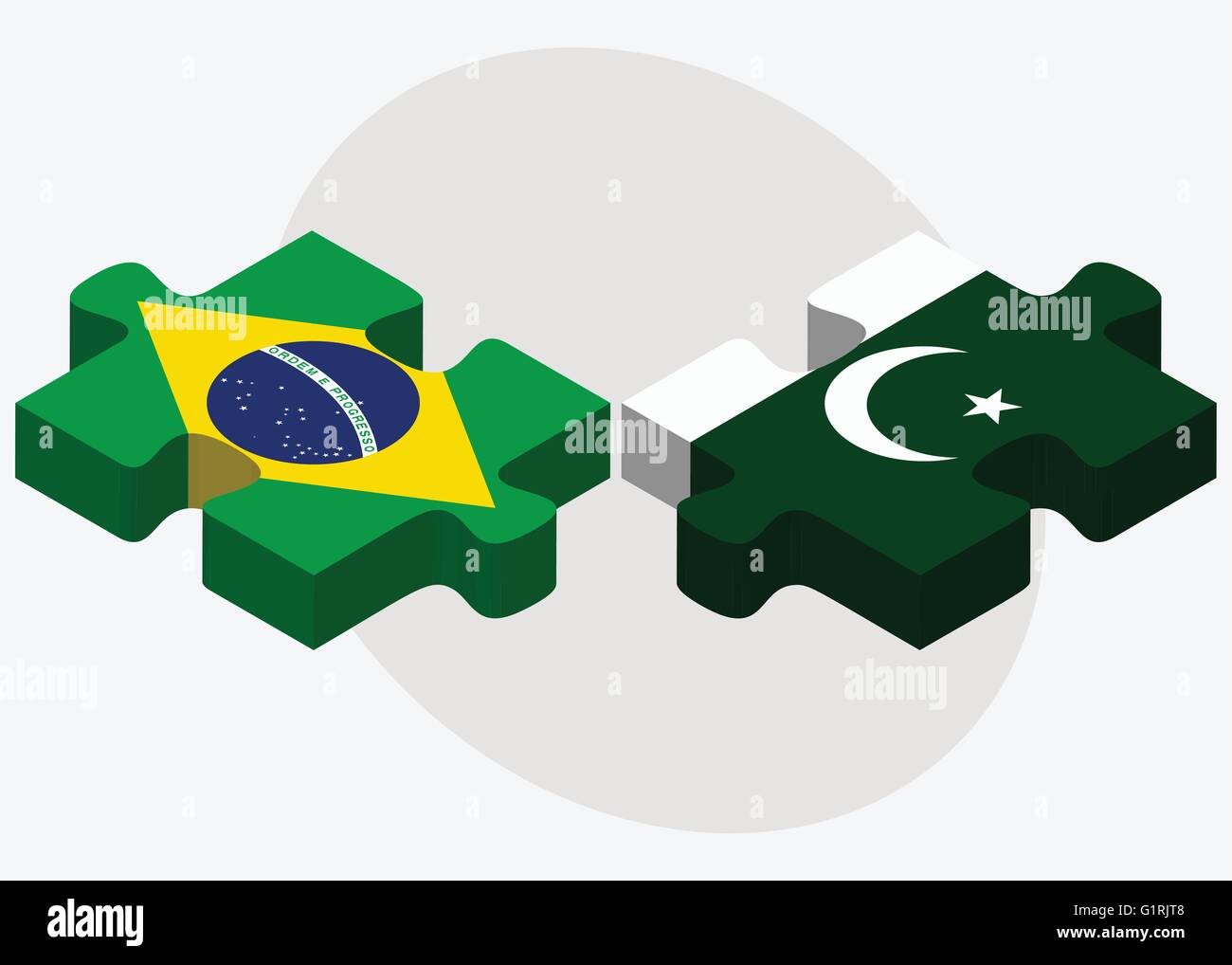 Brazil and Pakistan Flags in puzzle isolated on white background Stock ...