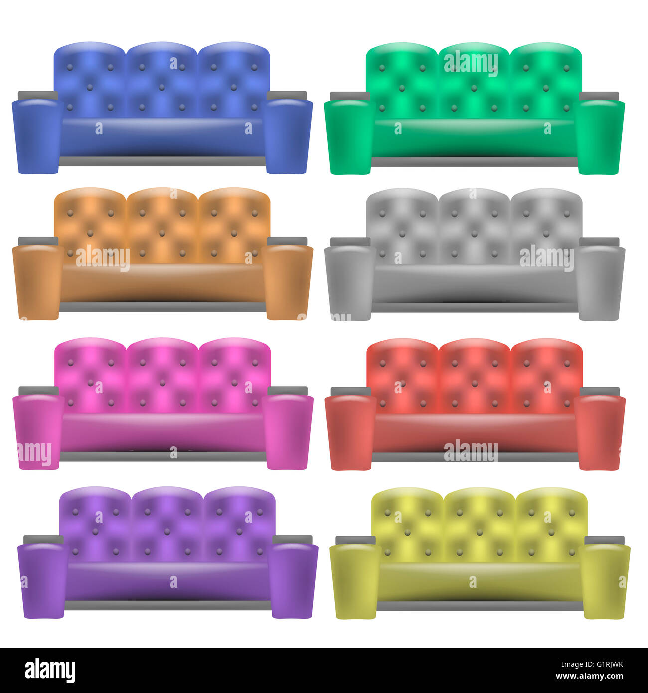 Colorful Leather Comfortable Soft Sofa Collection Stock Photo - Alamy