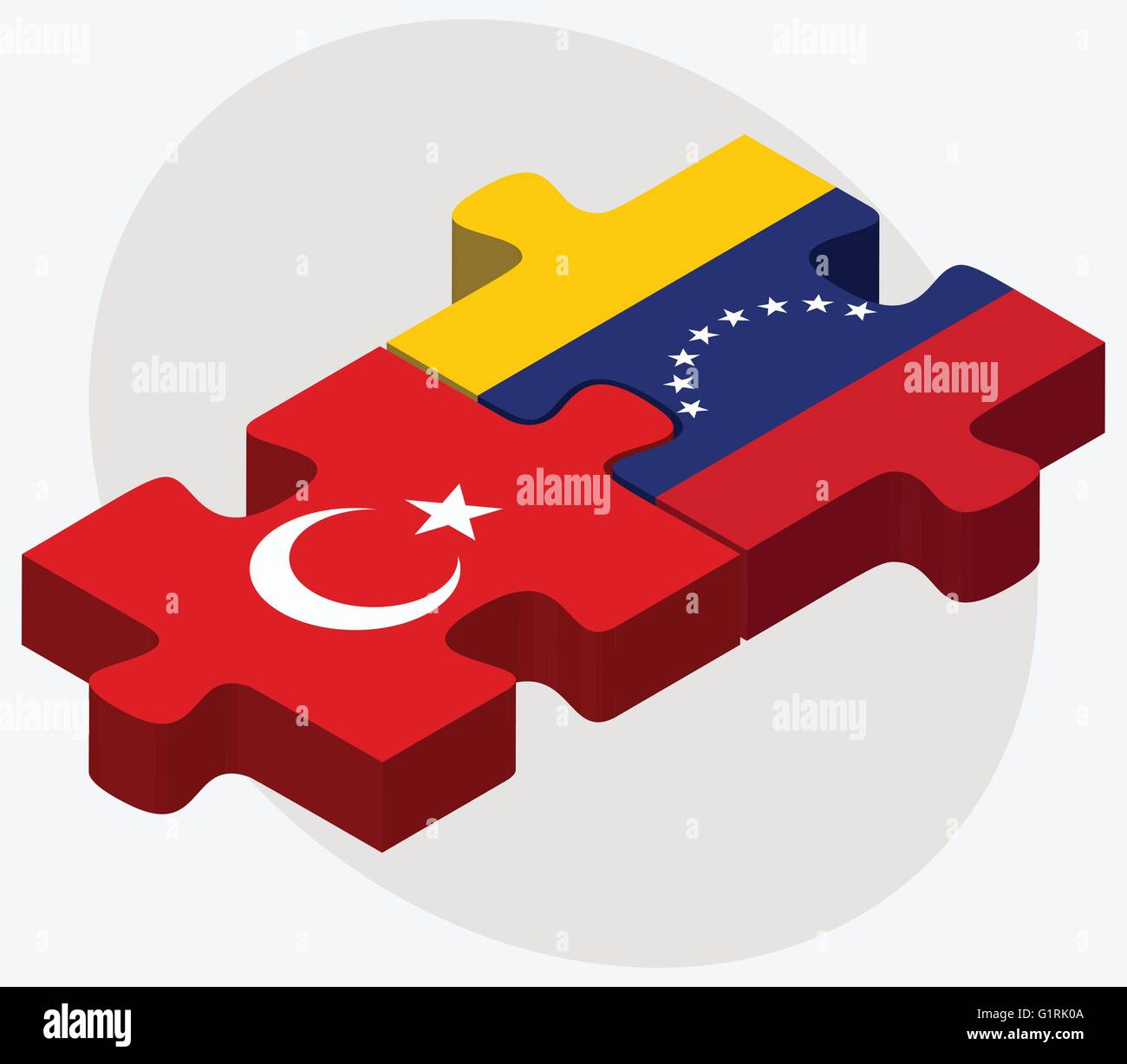 Turkey and Venezuela Flags in puzzle isolated on white background Stock ...