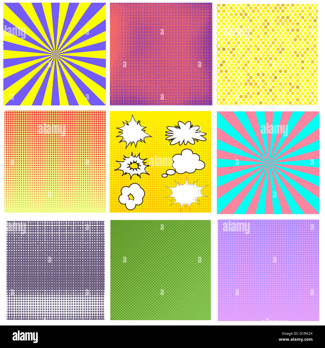 Comics Book Background. Colorful Halftone Patterns Stock Photo - Alamy