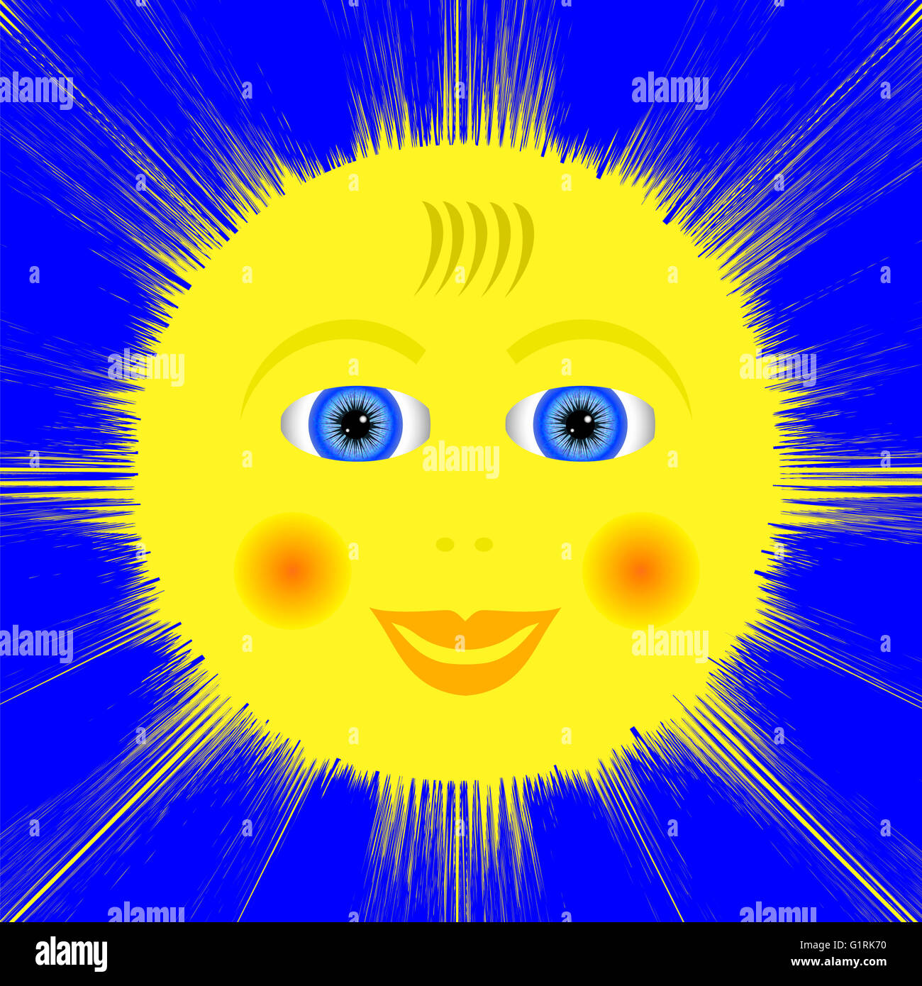 Cartoon yellow sun smiling hi-res stock photography and images - Alamy