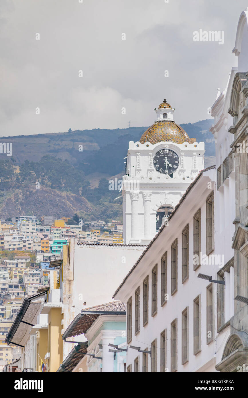 QUITO, ECUADOR, OCTOBER - 2015 - Traditional colonial style buildings ...