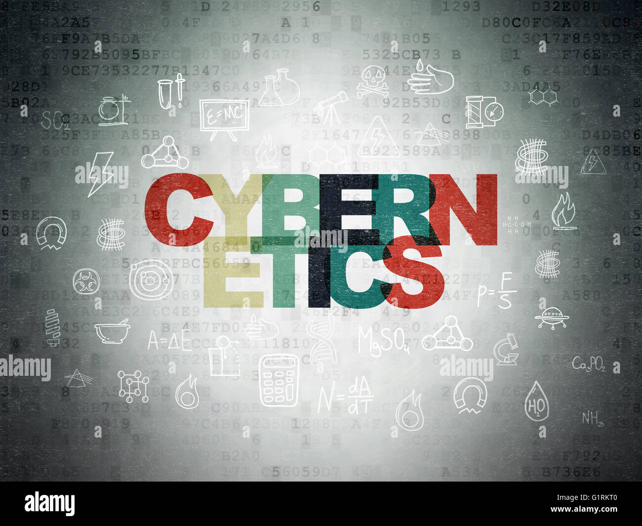 Science concept: Cybernetics on Digital Data Paper background Stock ...