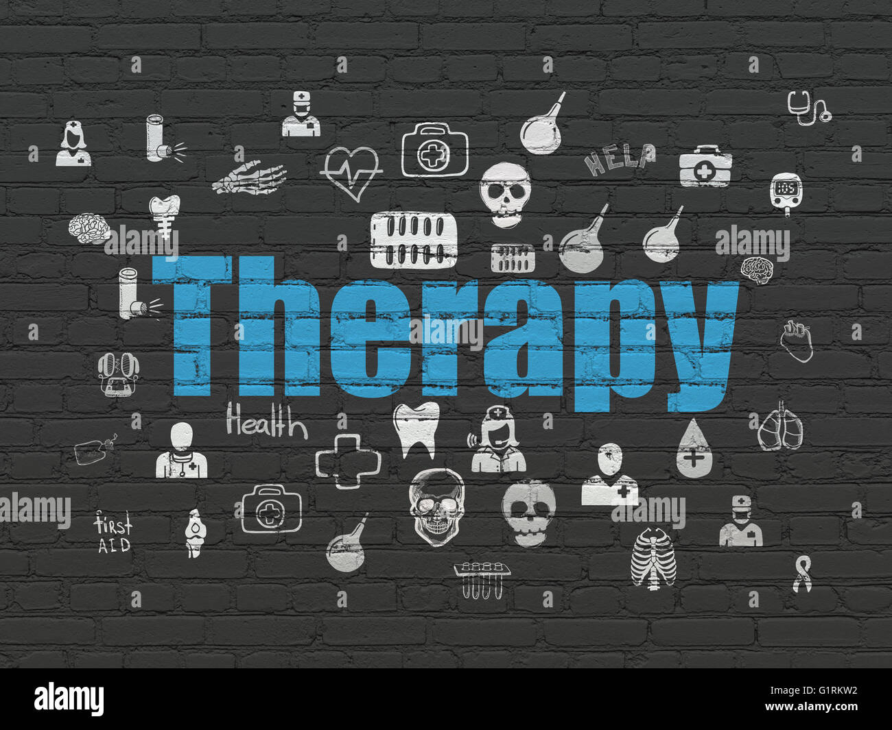 Health concept: Therapy on wall background Stock Photo - Alamy