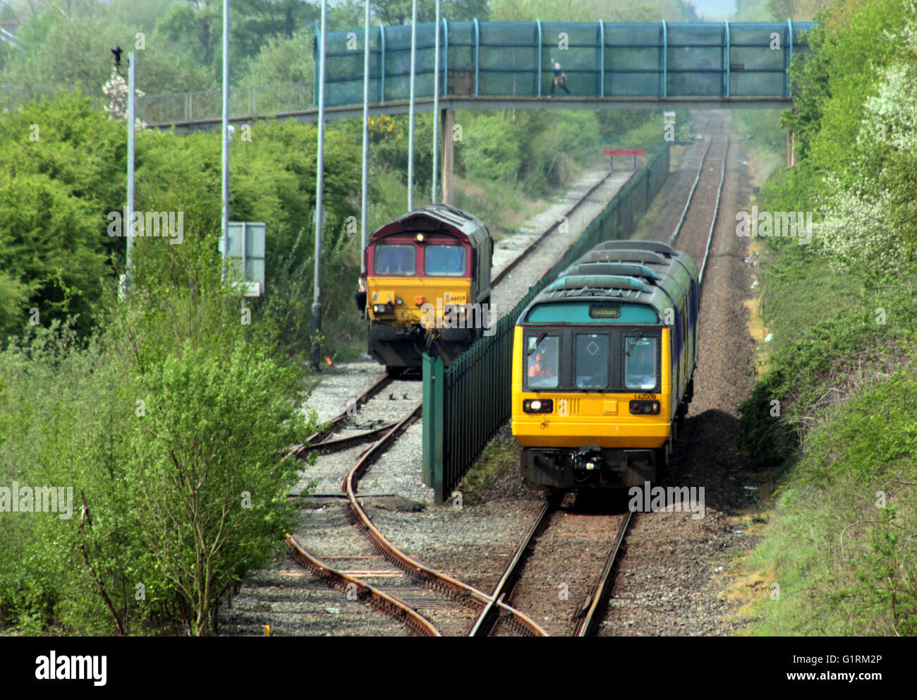 DB Cargo's diesel locomotive 66059 in the Potter group exchange siding ...
