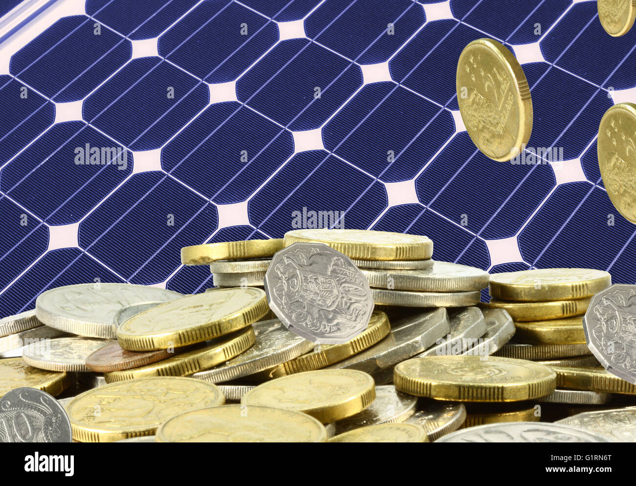 solar panel and money saving Stock Photo - Alamy