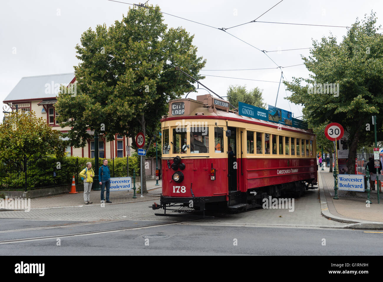 CHRISTCHURCH, NEW ZEALAND - JAN 17, 2016: Christchurch Tramway tram ...
