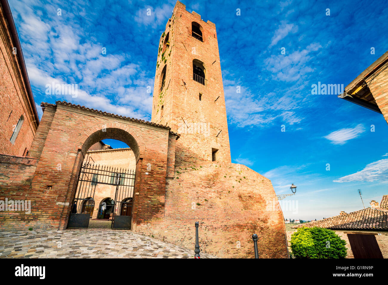 a small hilltop village cobbled streets in Emilia Romagna in Italy ...