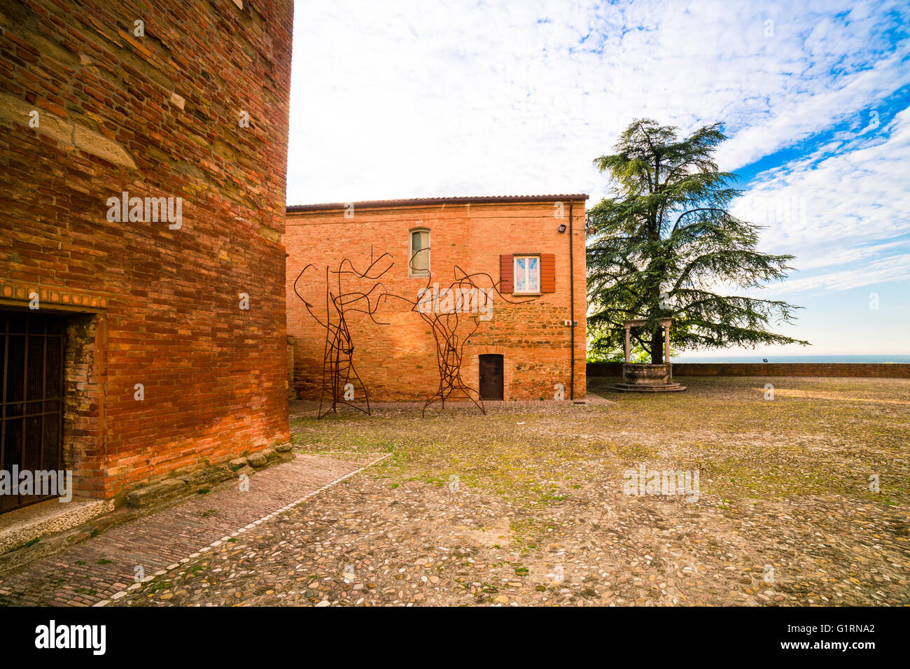 a small hilltop village cobbled streets in Emilia Romagna in Italy ...