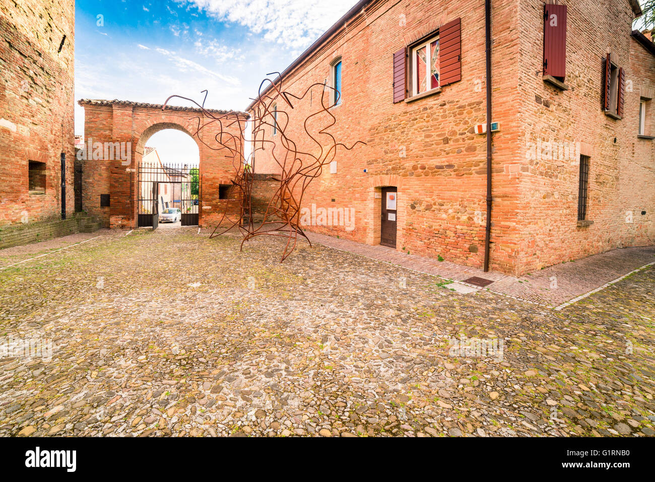a small hilltop village cobbled streets in Emilia Romagna in Italy ...