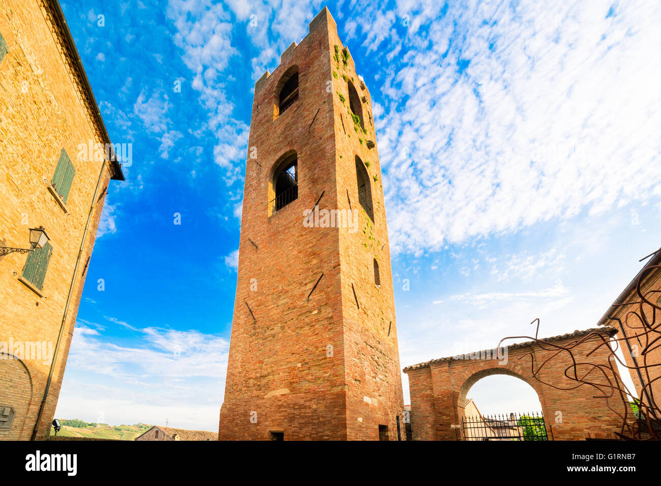 a small hilltop village cobbled streets in Emilia Romagna in Italy ...