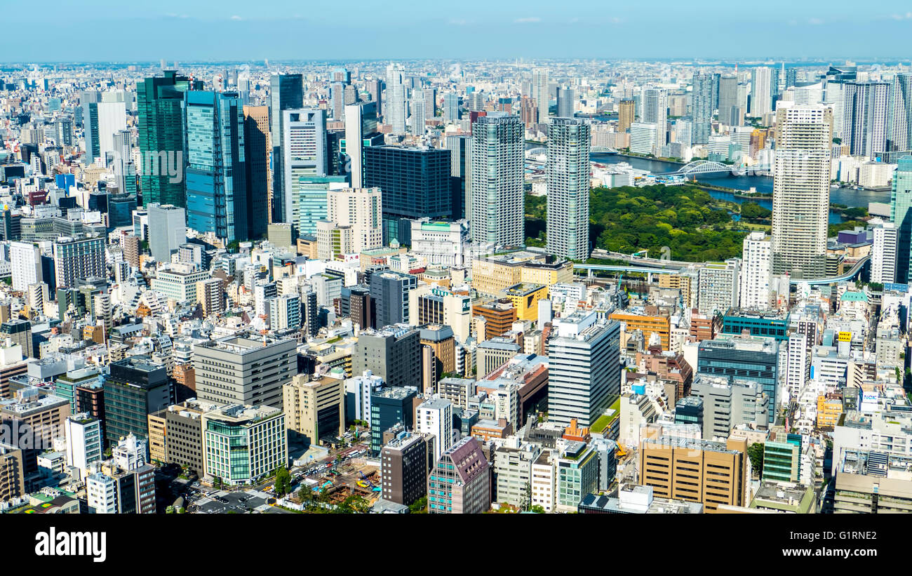 Tokyo, Japan - May 13, 2016 : The full viw of Tokyo city in the summer ...