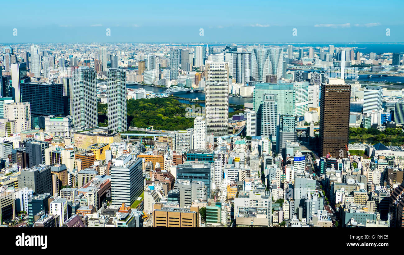 Tokyo, Japan - May 13, 2016 : The full viw of Tokyo city in the summer ...