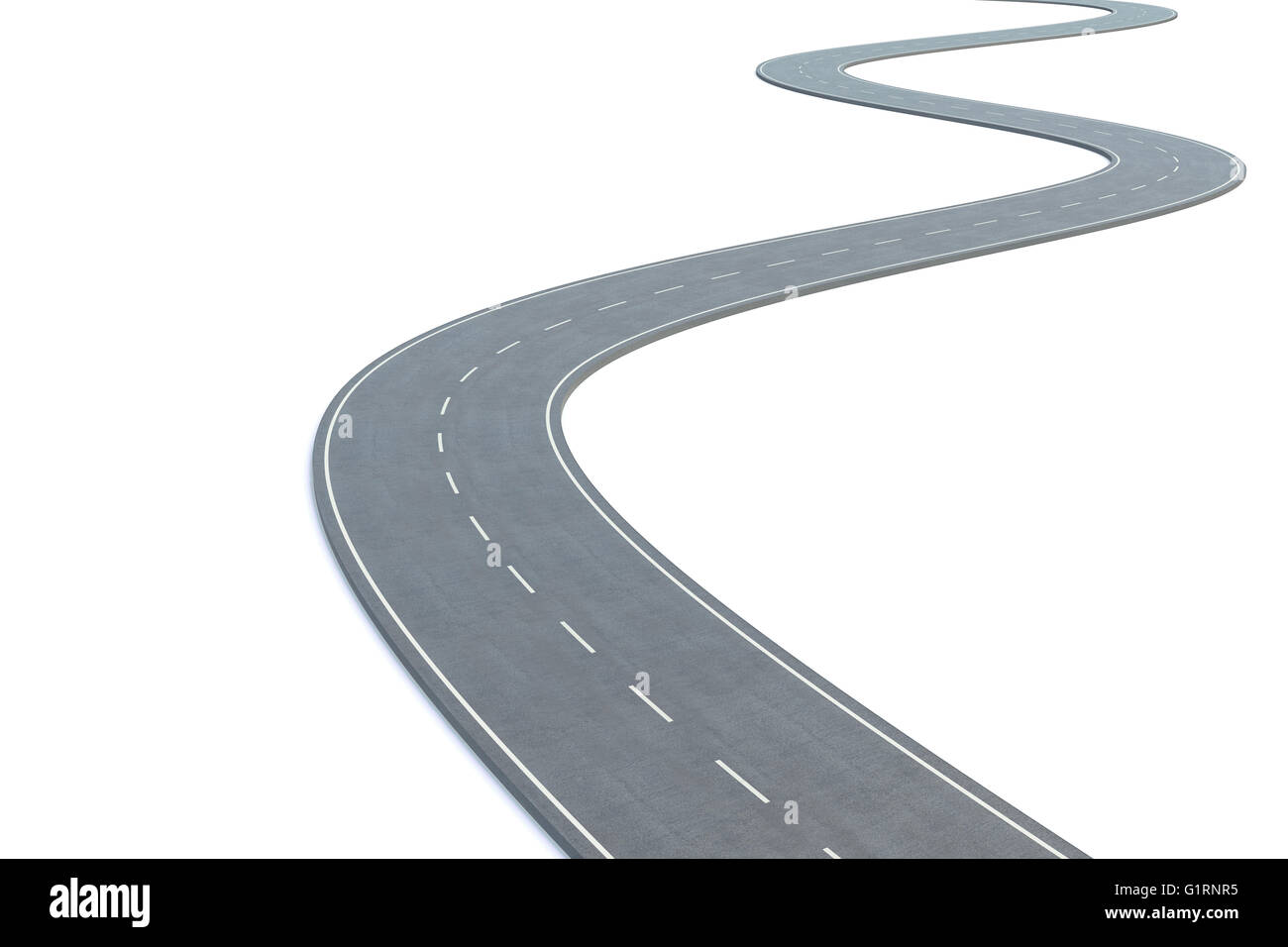 Curved road isolated on white background. 3d illustration Stock Photo ...
