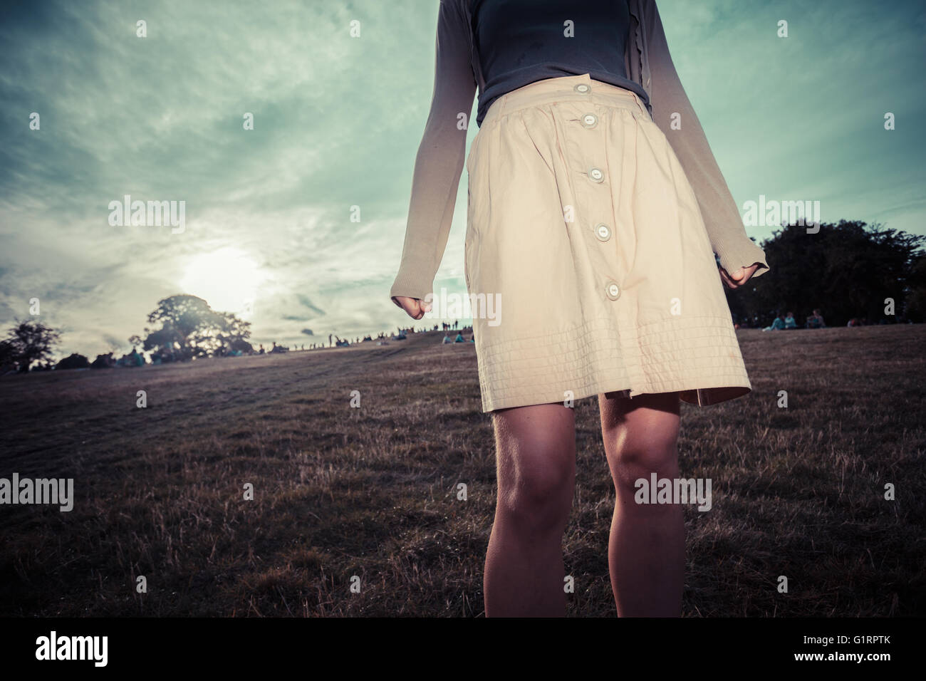 Wind blowing skirt hi-res stock photography and images - Alamy
