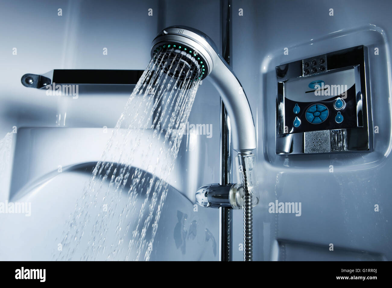 Water from the shower in the modern bathroom Stock Photo - Alamy