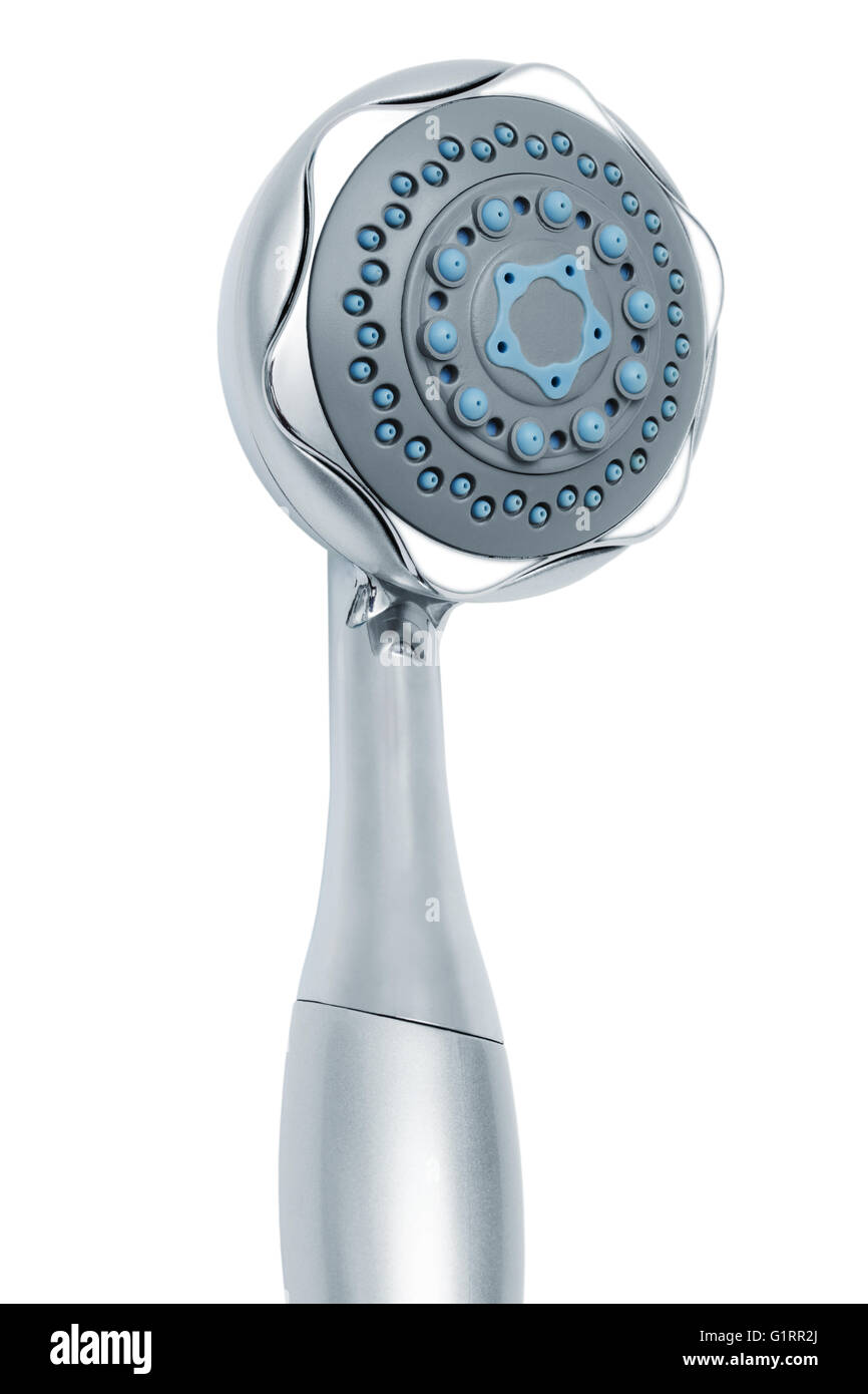 new modern metal shower on white background Stock Photo - Alamy