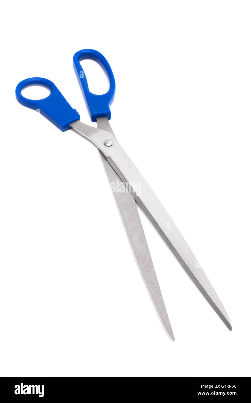 Modern metal scissors on a white background Stock Photo - Alamy