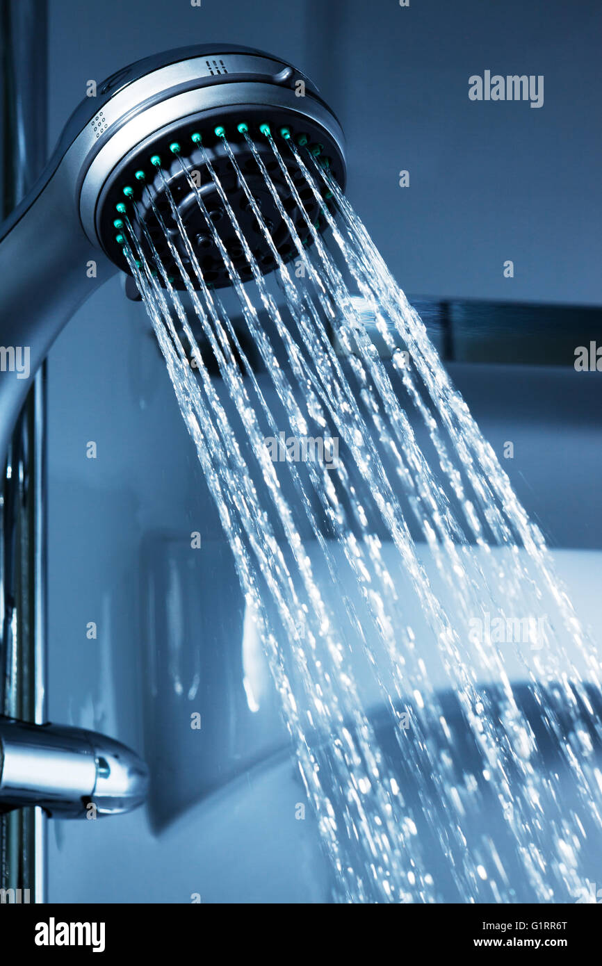 Water from the shower in the modern bathroom Stock Photo - Alamy