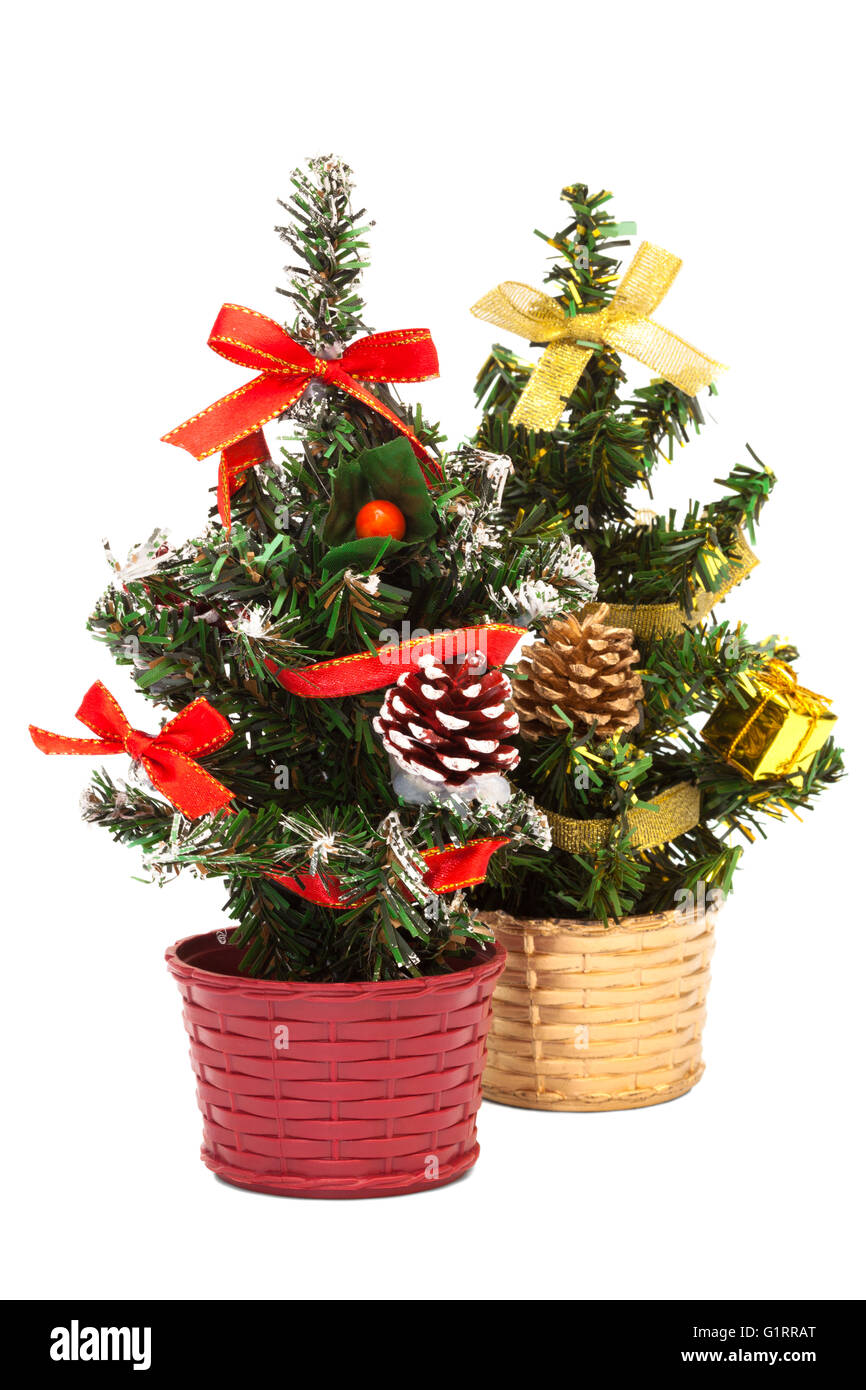a small Christmas tree on a white background Stock Photo - Alamy