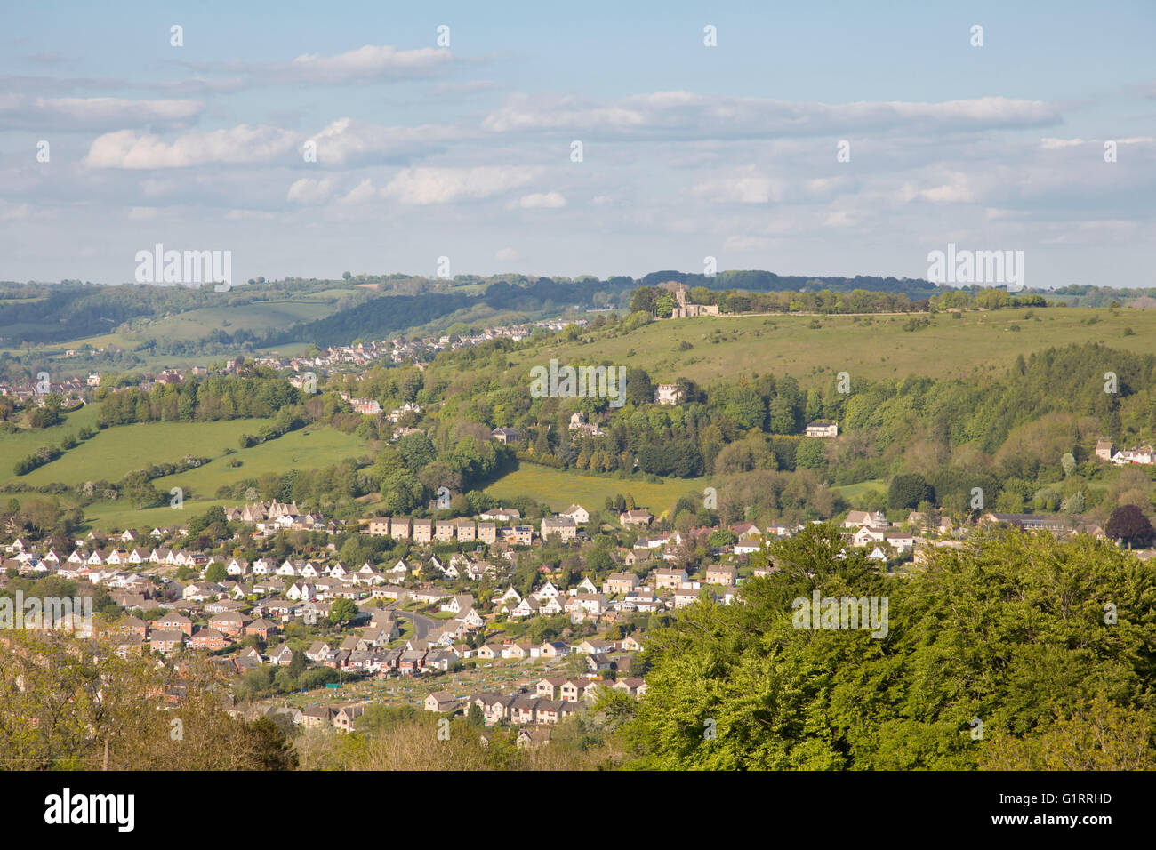 Stroud in the Stroud Valley from the Cotswold Way on Selsley Common ...
