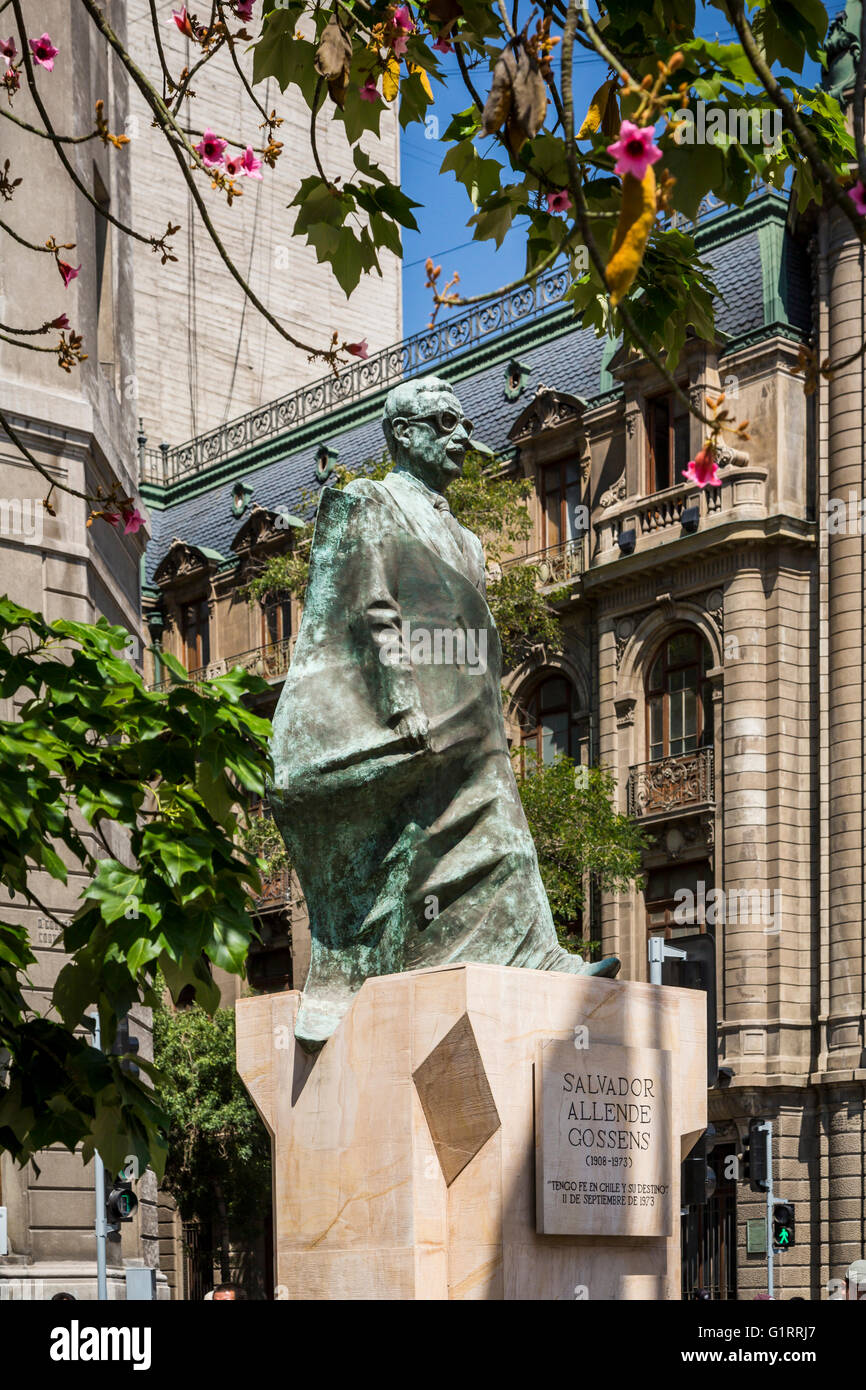 A statue of President Salvador Allende Gossens in the Constitution ...