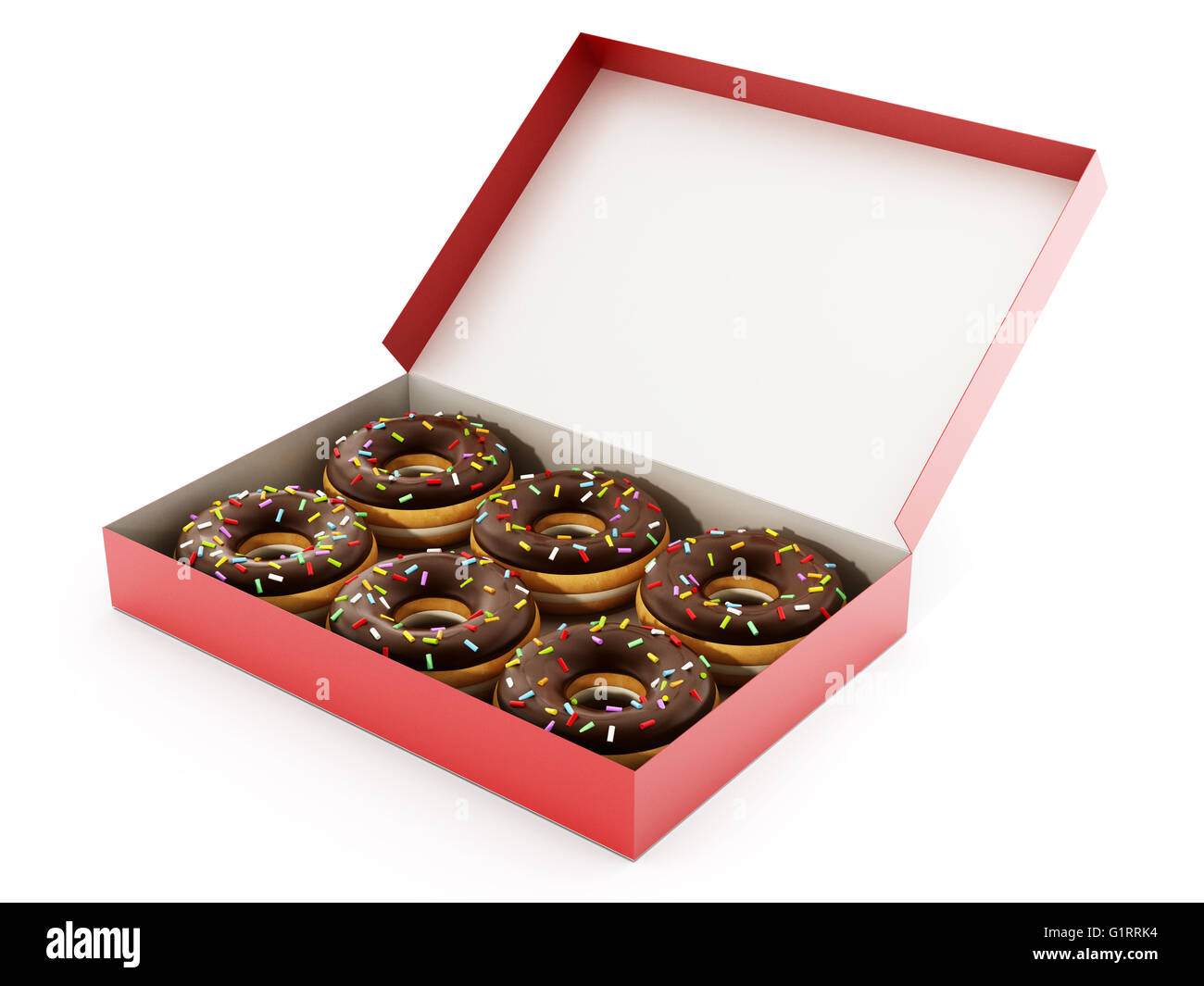 Donuts inside the red box isolated on white background. 3D illustration ...