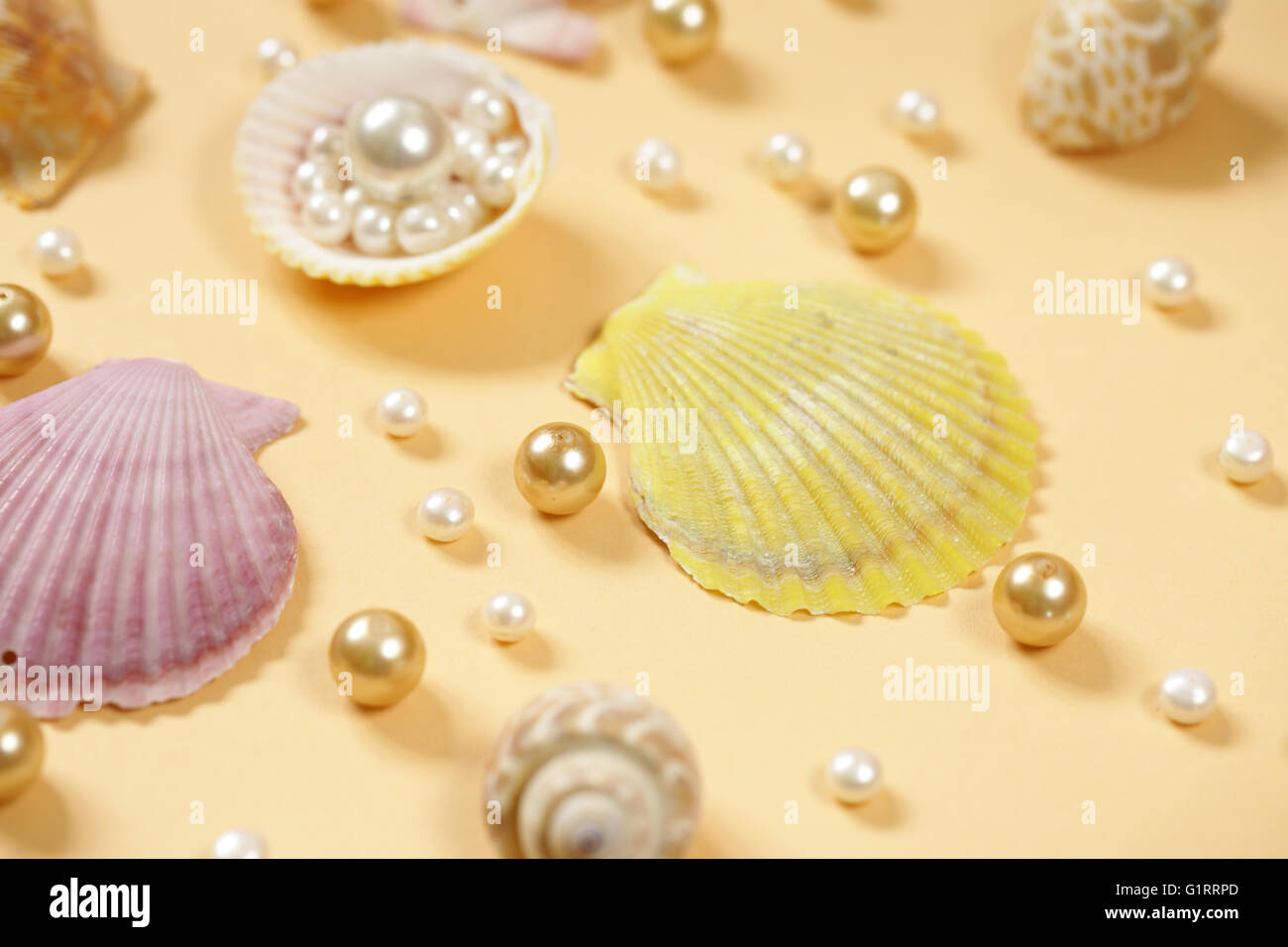 composition of the different types of pearls and shells Stock Photo - Alamy