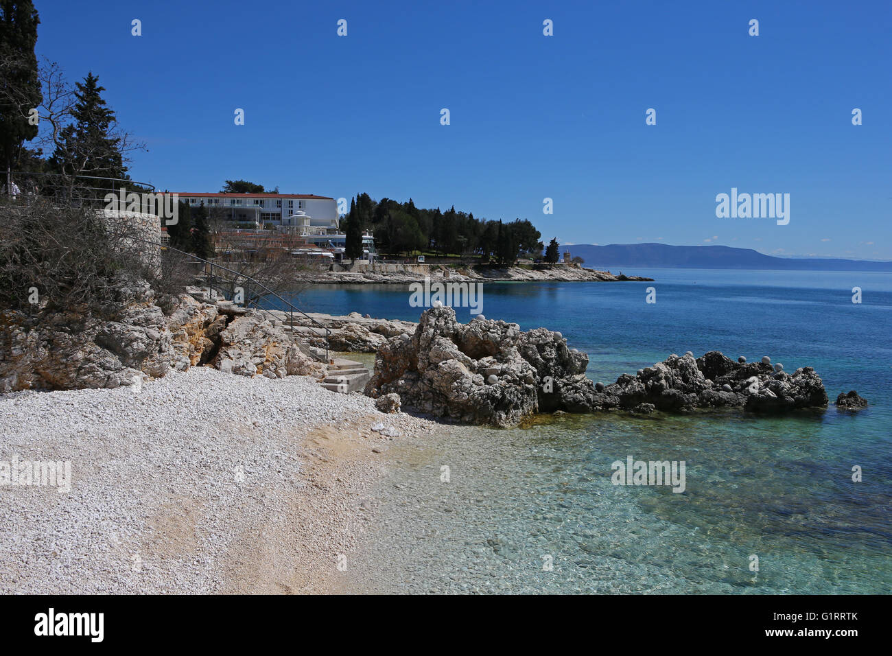 Beach and Hotel Valamar Sanfior in Rabac,Istria,Croatia Stock Photo - Alamy