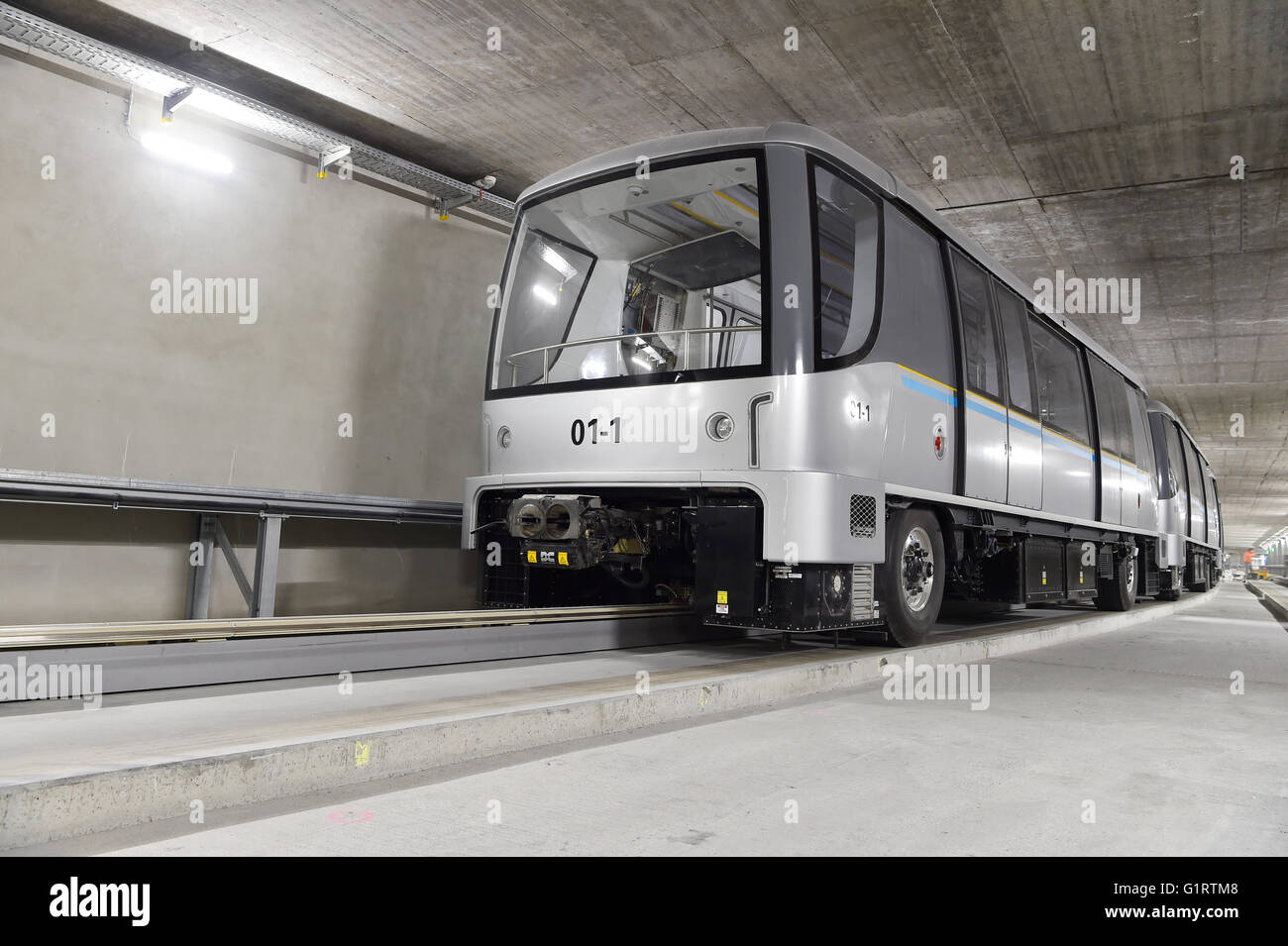 PTS train in the tunnel, public transport system, connection between ...