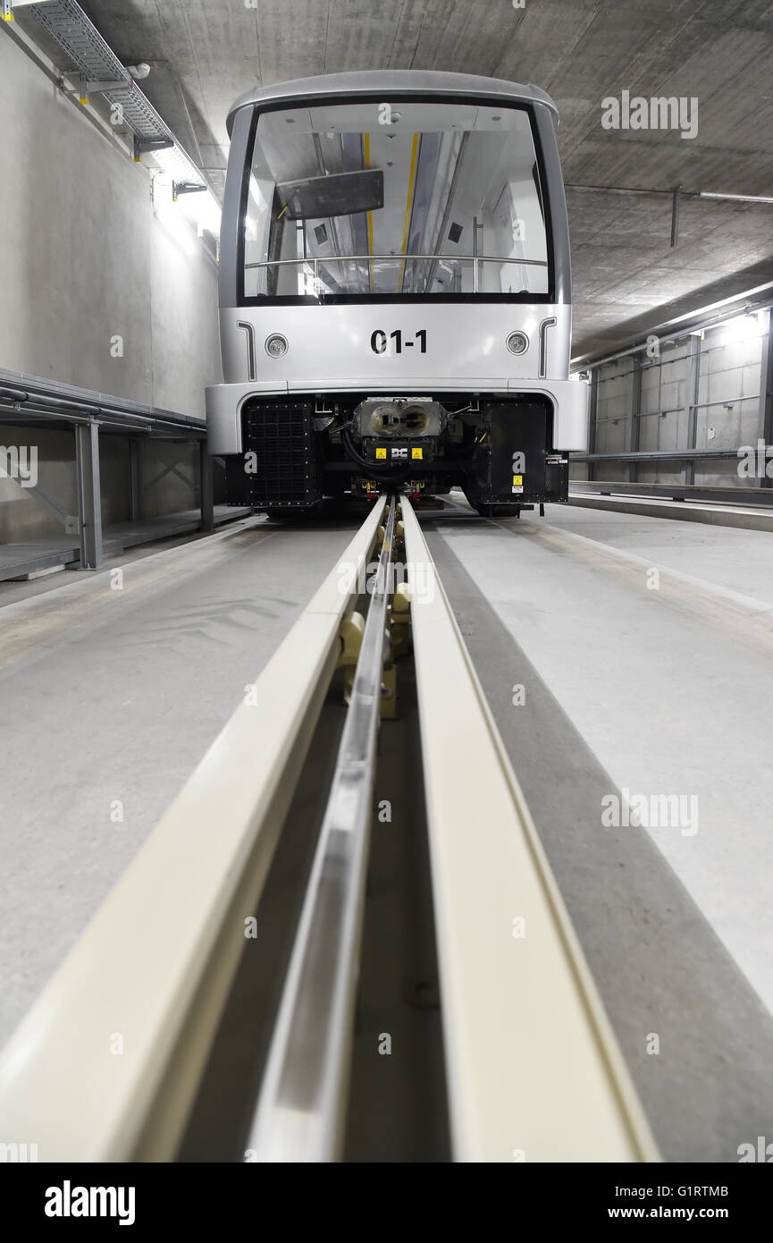 PTS train in the tunnel, public transport system, connection between ...