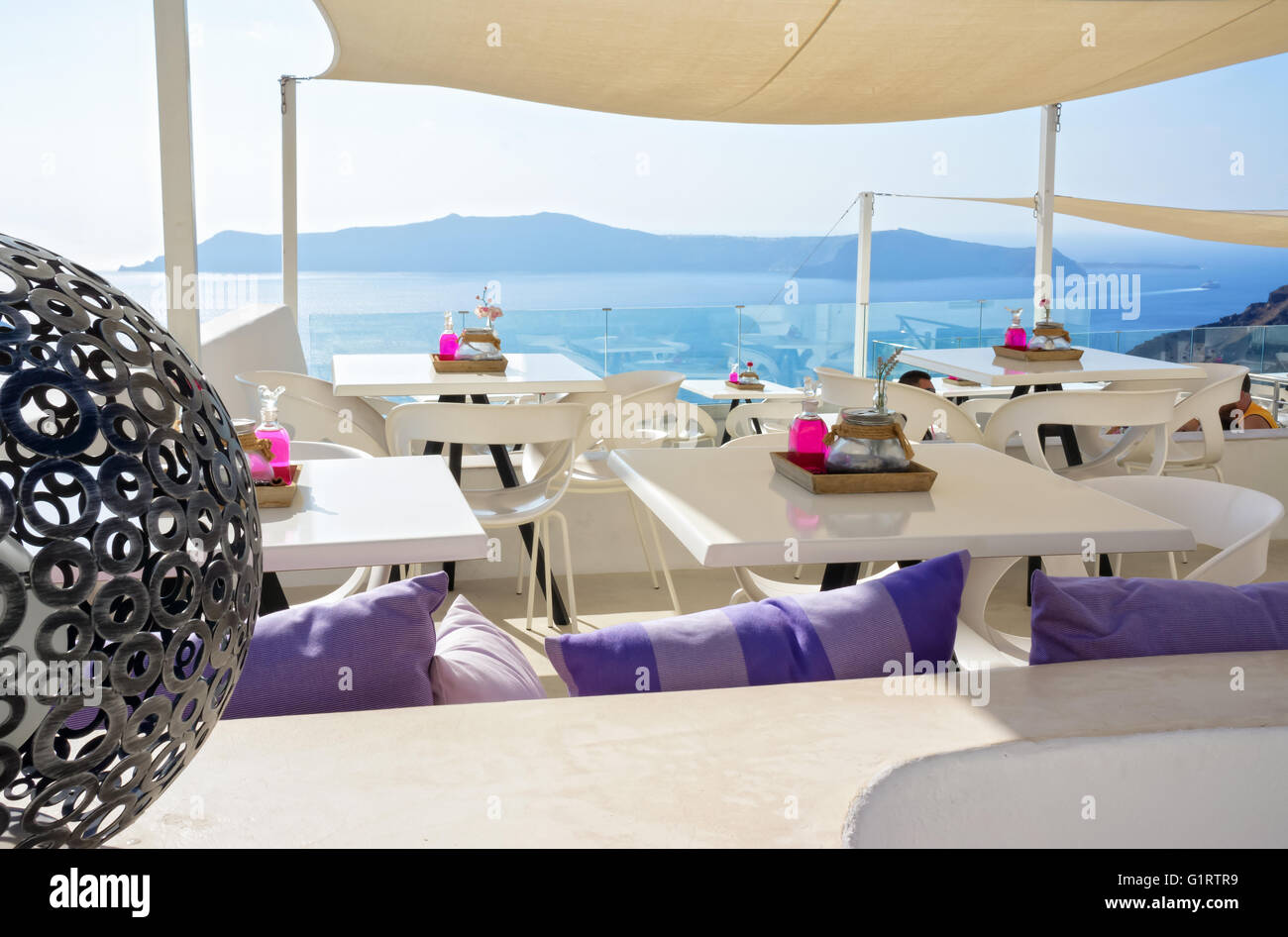 Santorini bar terrace hi-res stock photography and images - Alamy