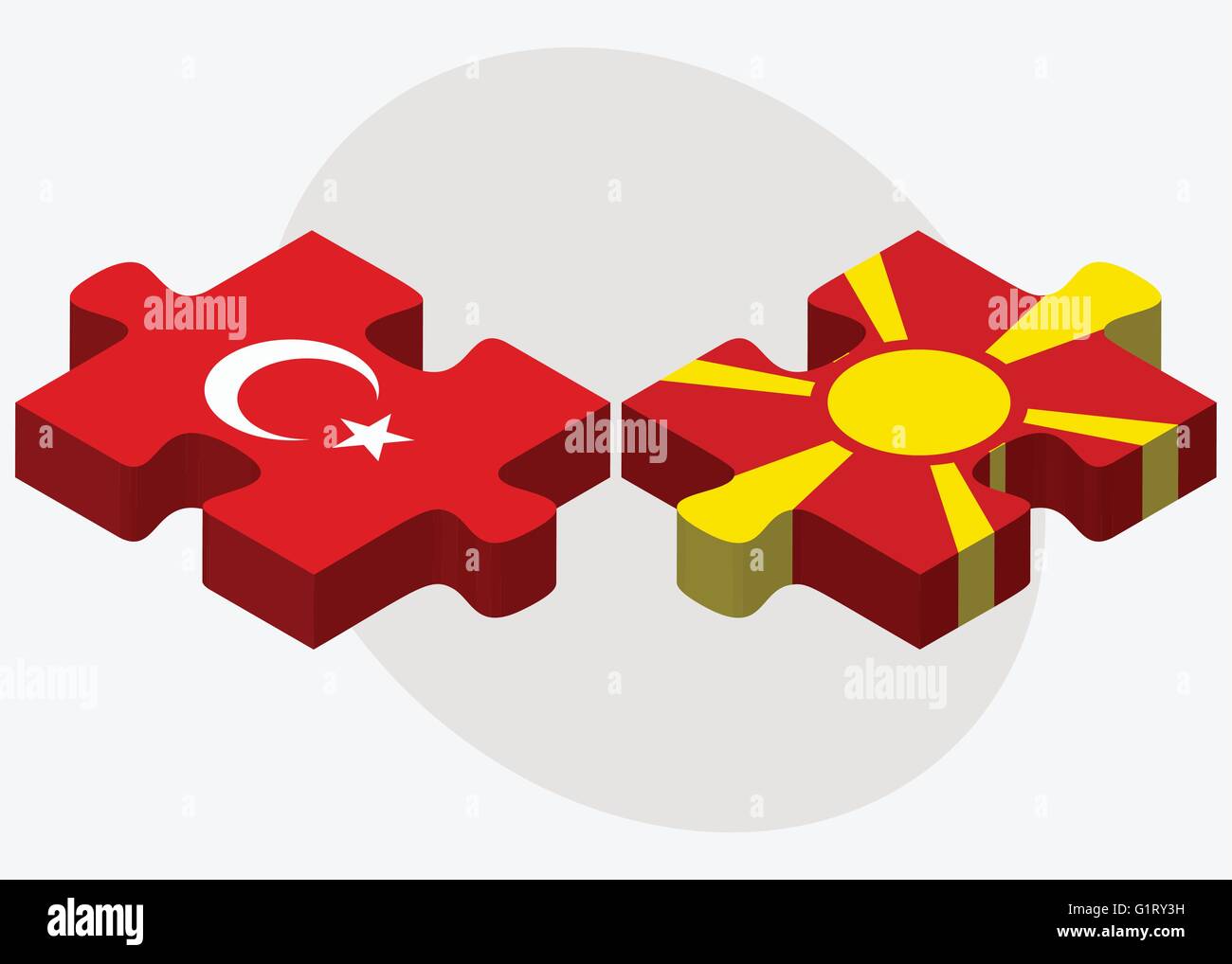 Turkey and Macedonia Flags in puzzle isolated on white background Stock ...
