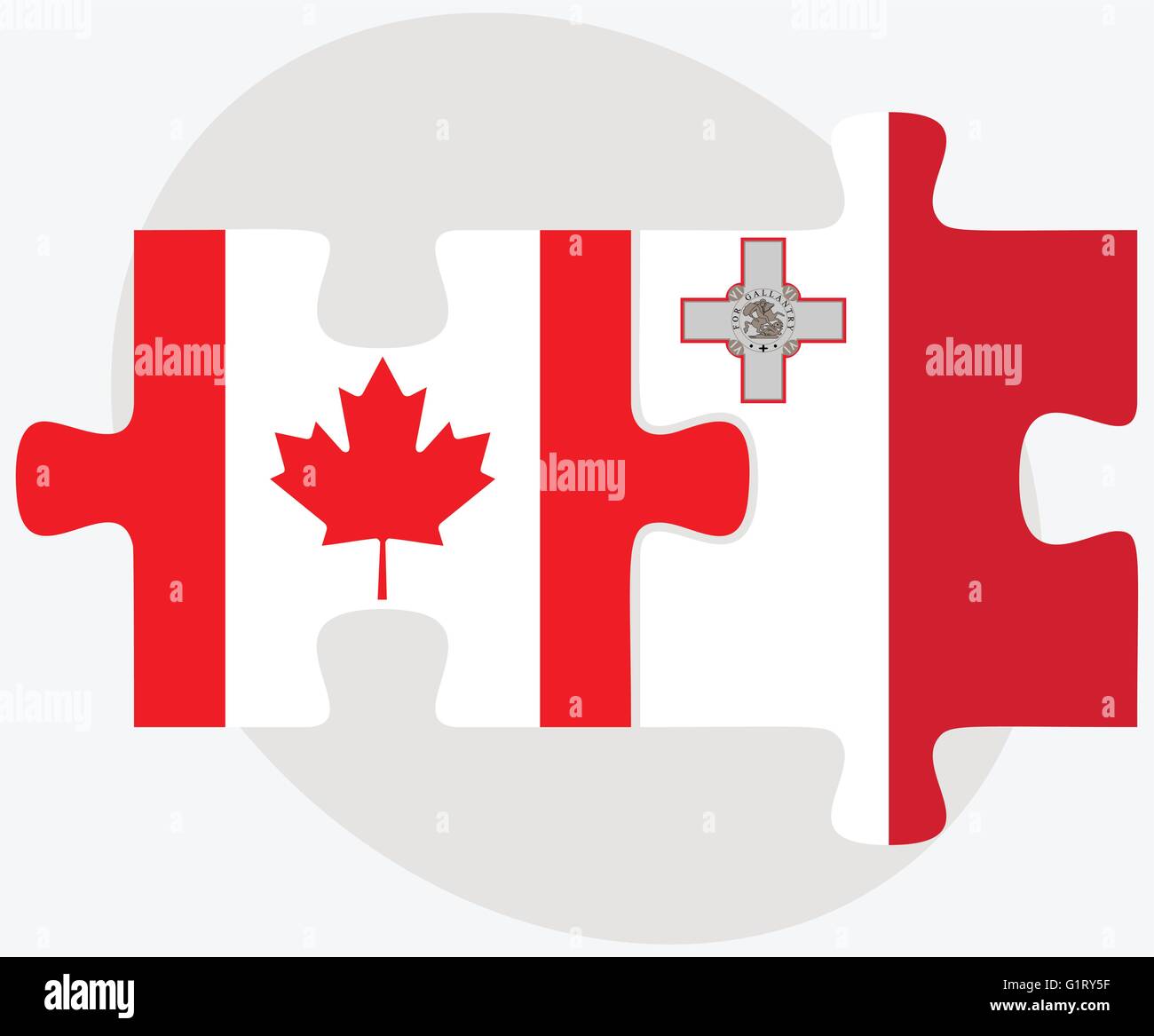 Canada and Malta Flags in puzzle isolated on white background Stock ...