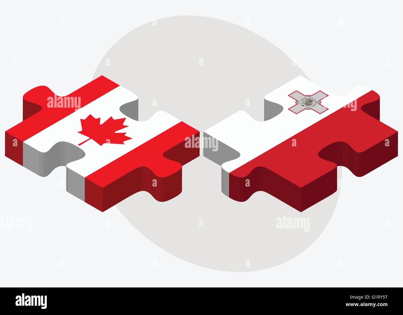 Canada and Malta Flags in puzzle isolated on white background Stock ...