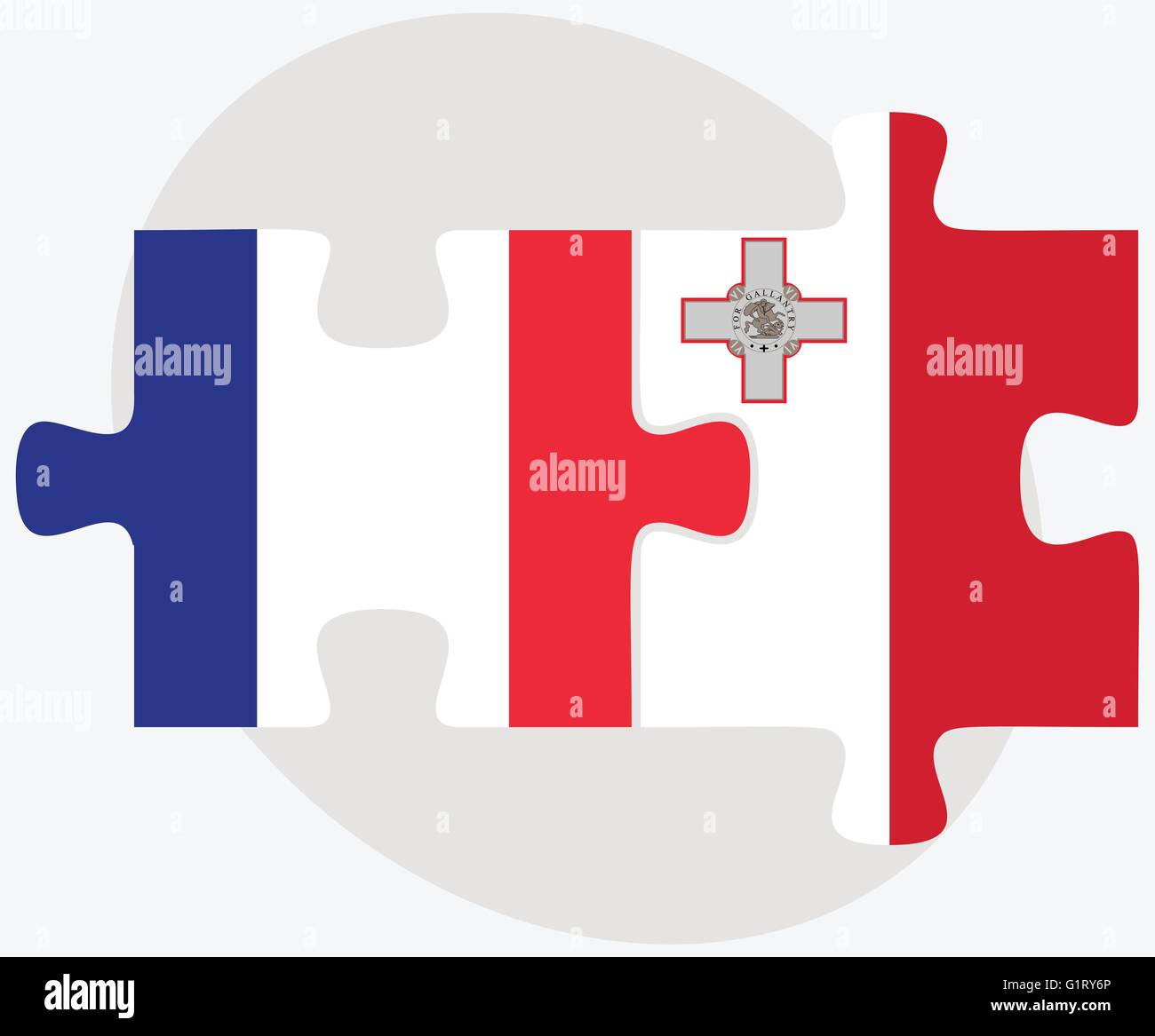 France and Malta Flags in puzzle isolated on white background Stock ...