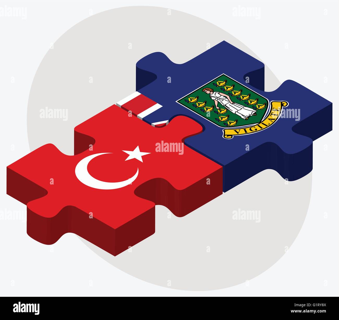 Turkey and Virgin Islands (British) Flags in puzzle isolated on white ...