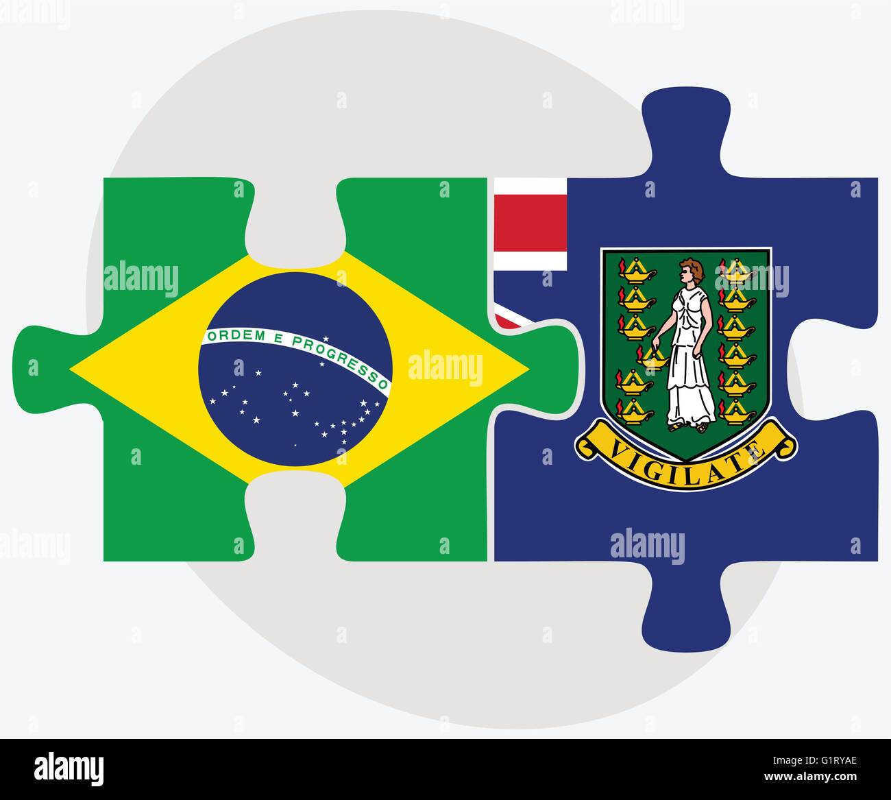 Brazil and Virgin Islands (British) Flags in puzzle isolated on white ...