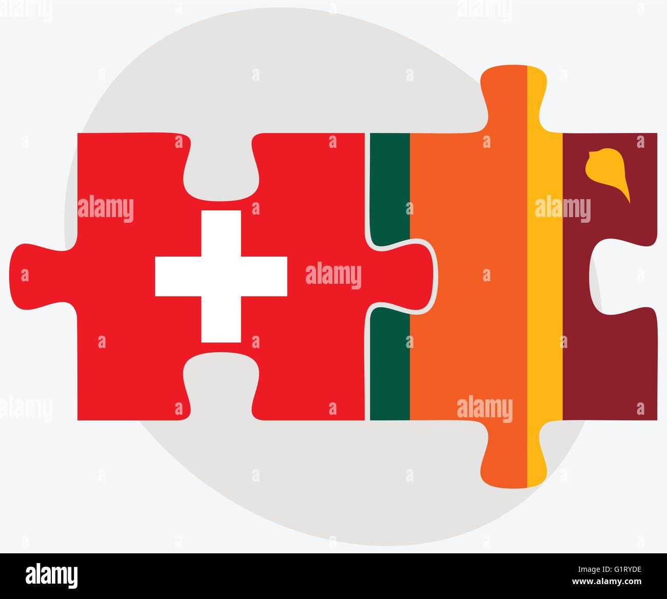 Switzerland and Sri Lanka Flags in puzzle isolated on white background ...