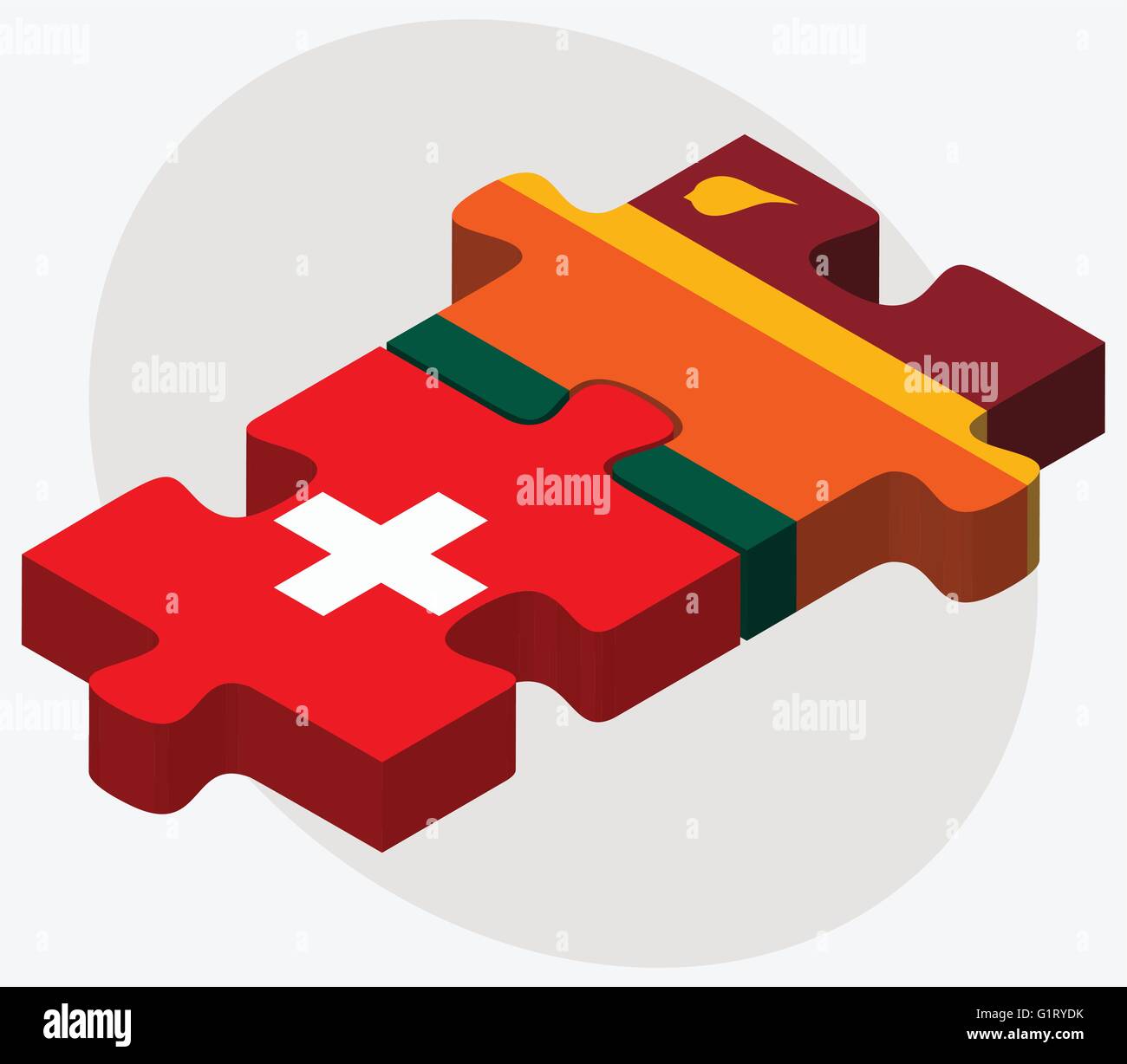 Switzerland and Sri Lanka Flags in puzzle isolated on white background ...