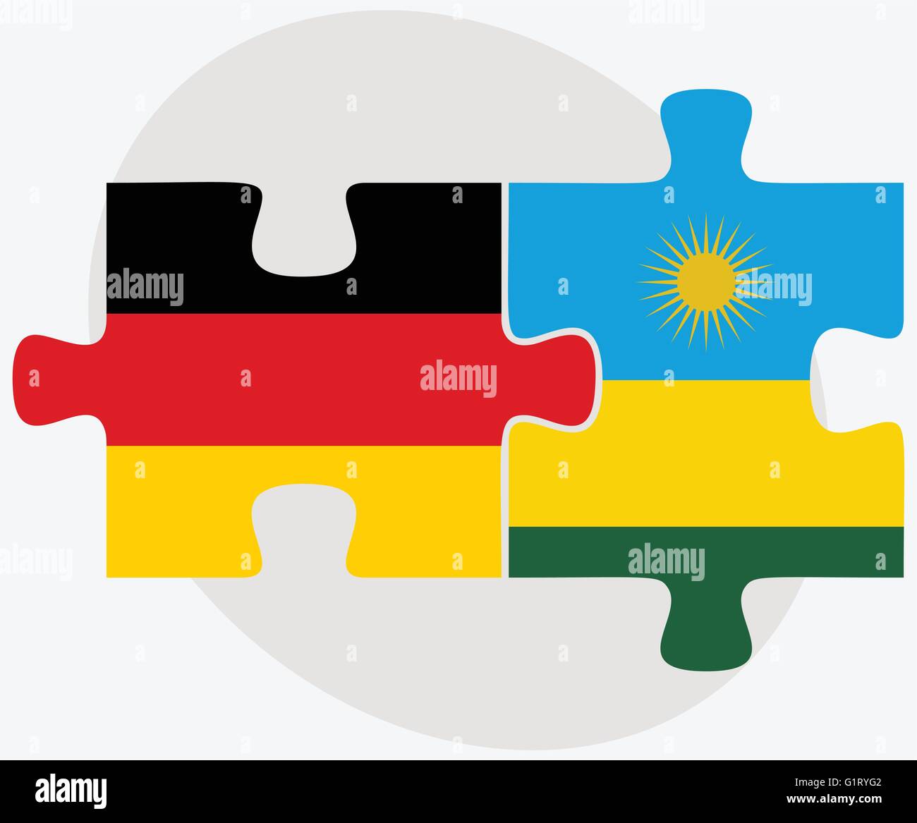 Germany and Rwanda Flags in puzzle isolated on white background Stock ...