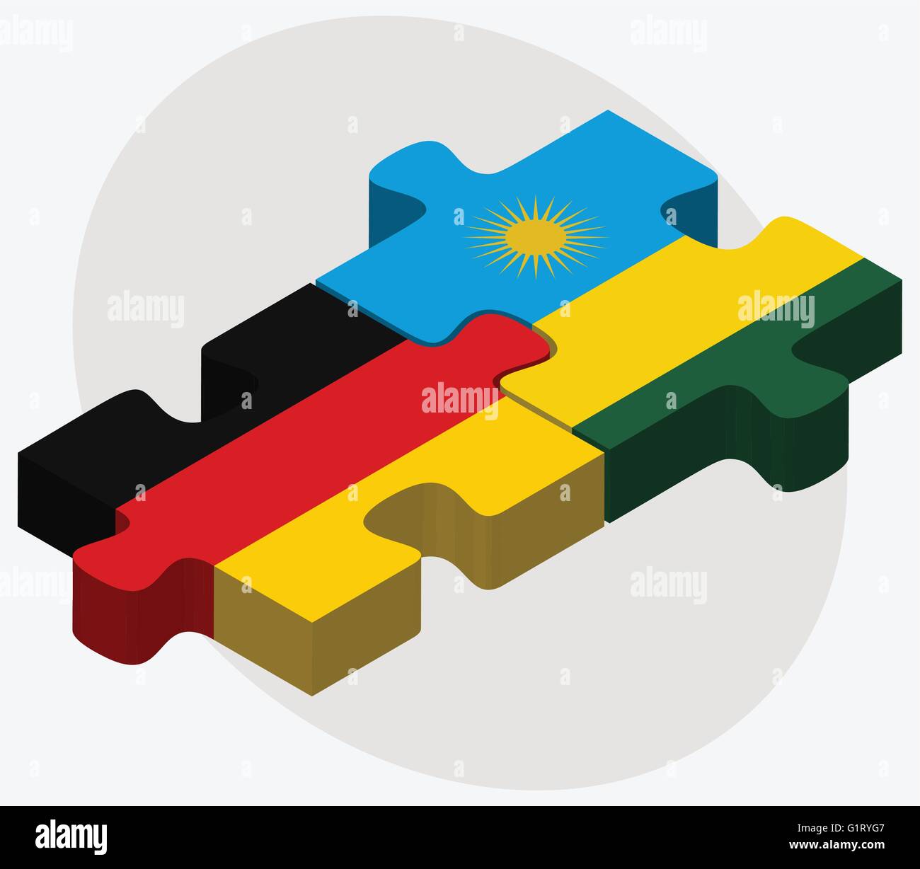 Germany and Rwanda Flags in puzzle isolated on white background Stock ...