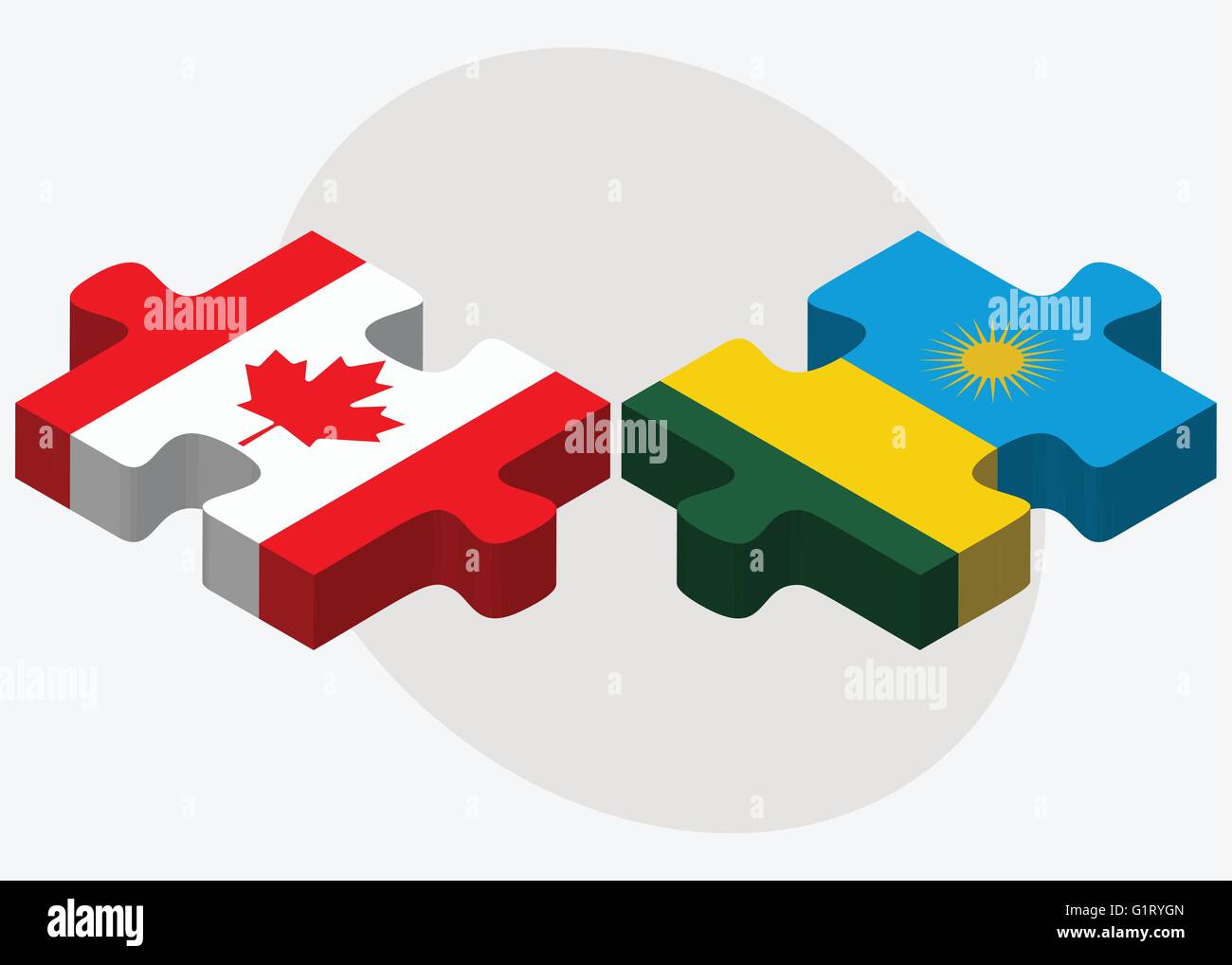 Canada and Rwanda Flags in puzzle isolated on white background Stock ...