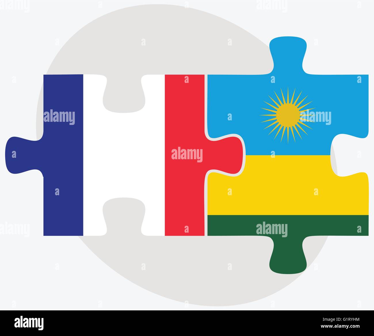 France and Rwanda Flags in puzzle isolated on white background Stock ...