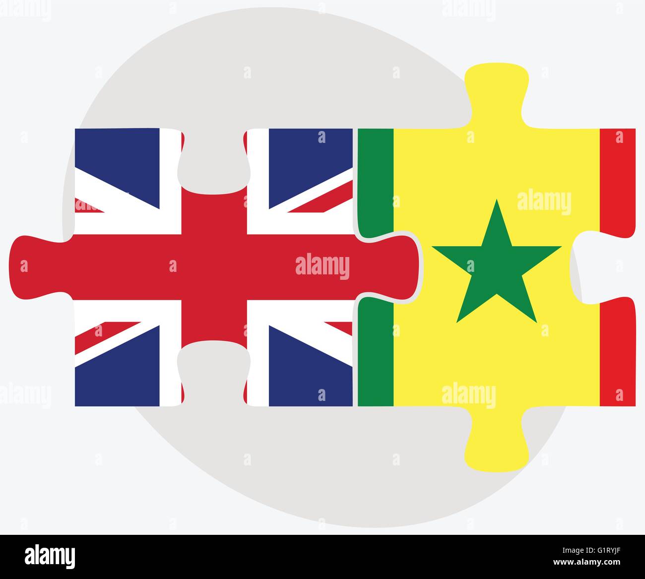 United Kingdom and Senegal Flags in puzzle isolated on white background ...